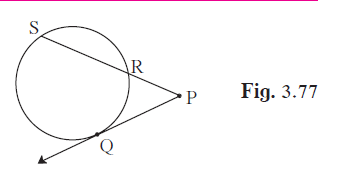 In the given figure, ray PQ touches the circle at point Q. PQ = 12, PR = 8, find PS and RS ...